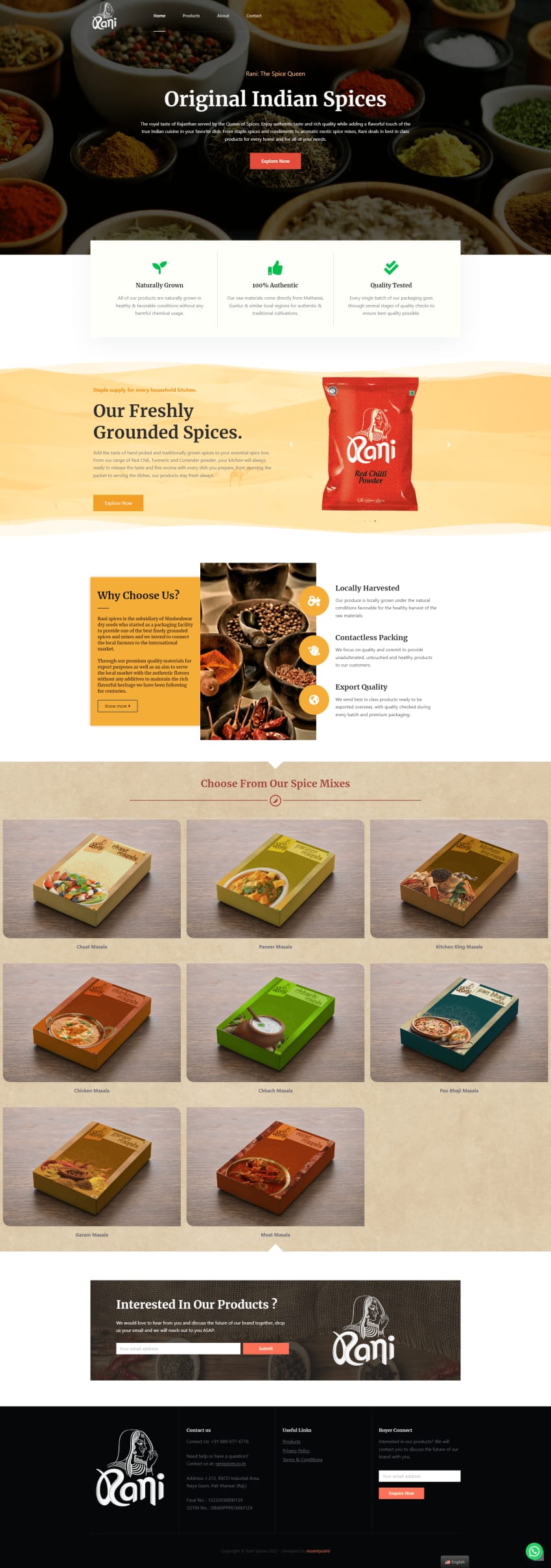 Rani Spices Website Landing Page Design by Saurav Vyas