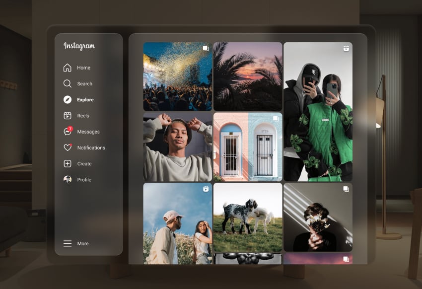 Apple Vision Pro Instagram Spatial UI Design by Kanishk Shukla