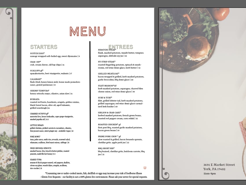 Menu/Poster Creation by Mallory Hoffman