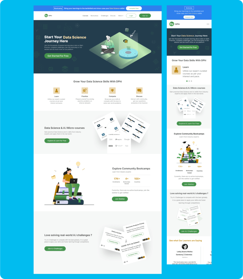 Redesigning the AI Planet formerly DPhi Landing Pages by Joshua Jumbo