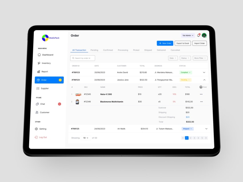UI/UX Design - MedixPack Dashboard by Hidayat Stylee