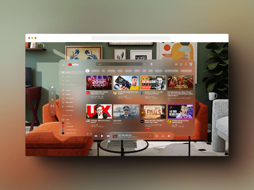 Youtube Clone Design for Vision Pro Users by Patel Kishan