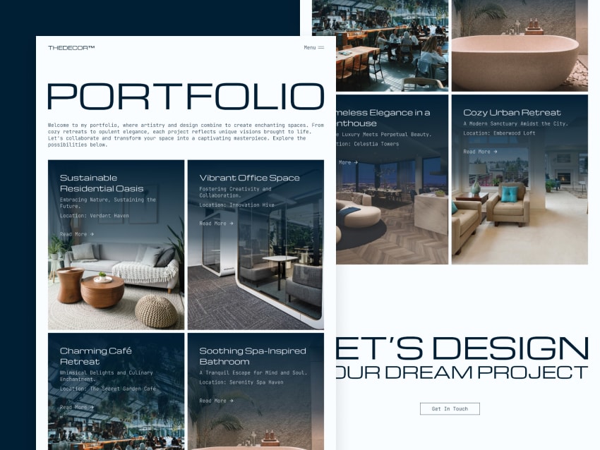 TheDecor - Framer Portfolio Template by Cristian Mielu