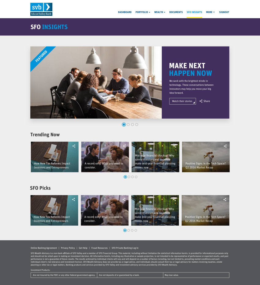 SVB Customer Portal Design by Carolina Johansson
