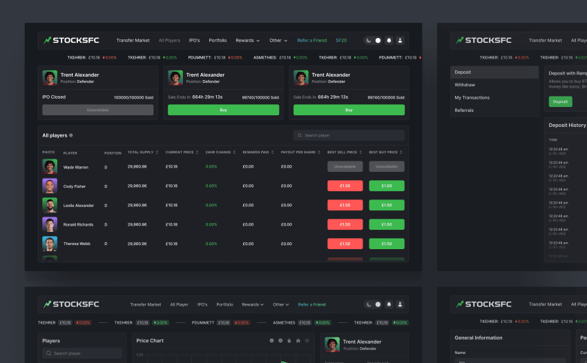 Redesign | Football Stock Market Web App by Zoe M.
