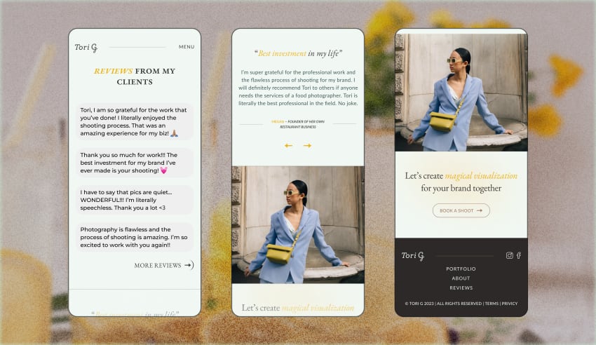 Website for a Food Photographer • UI\UX by Nani Kudinova