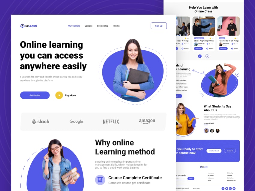 E-Learning Website UI Design by Ahmad Raza