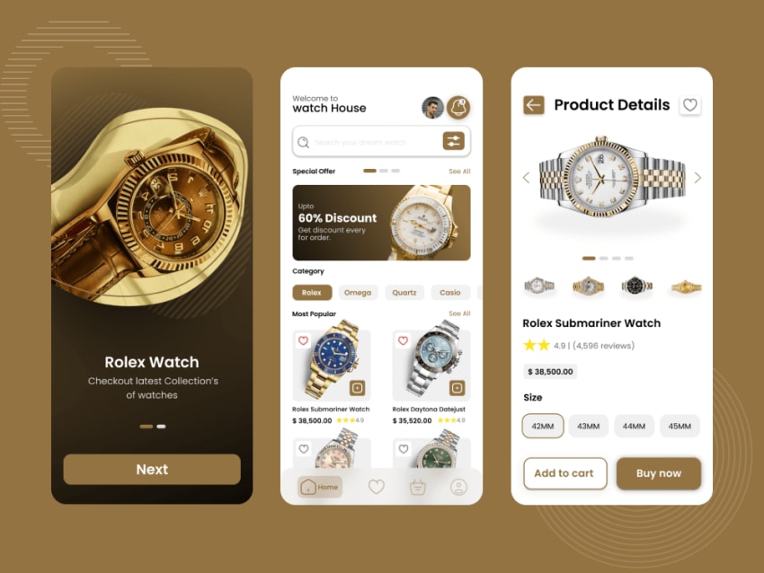 watch mobile app UI design by Ahmad Raza