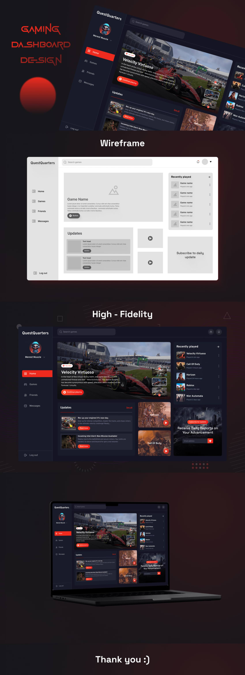 Questquarters Gaming Dashboard by Samuel Wilson