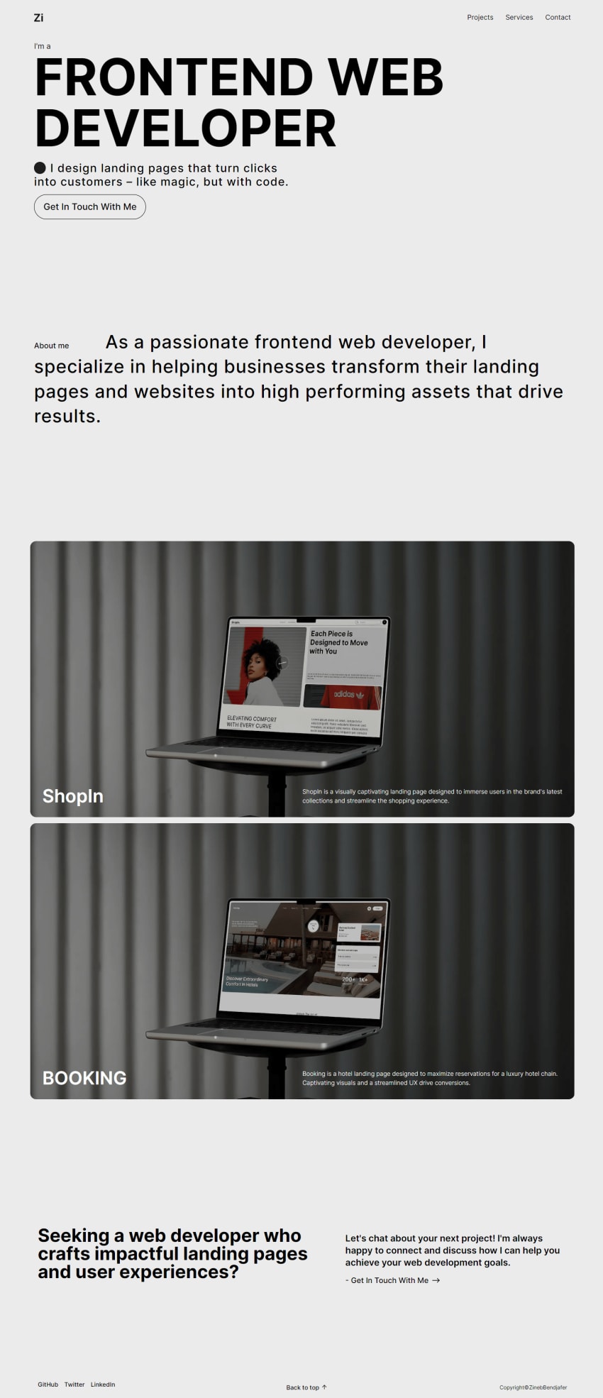 NextJS Personal Portfolio by Zineb Bendjafer