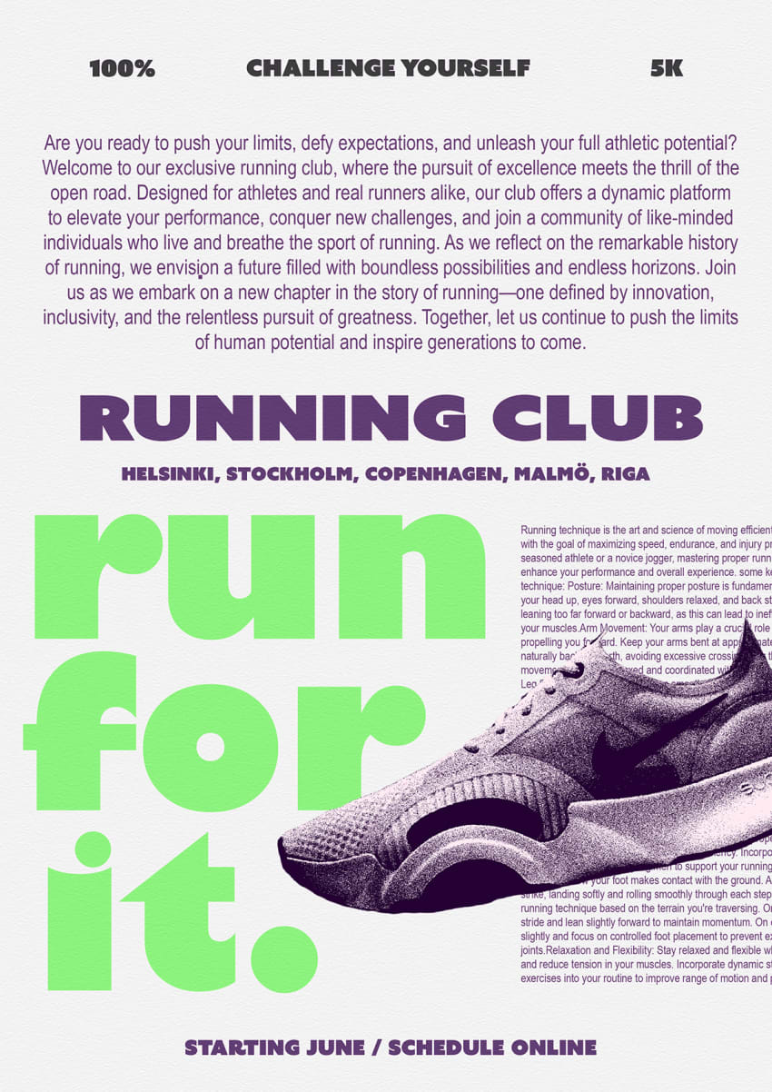 Running club poster by Mira Parviainen