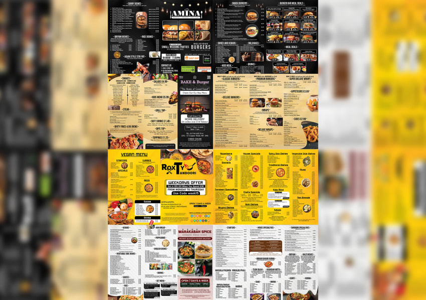 Printed Menu Designs by Fahim Hussain
