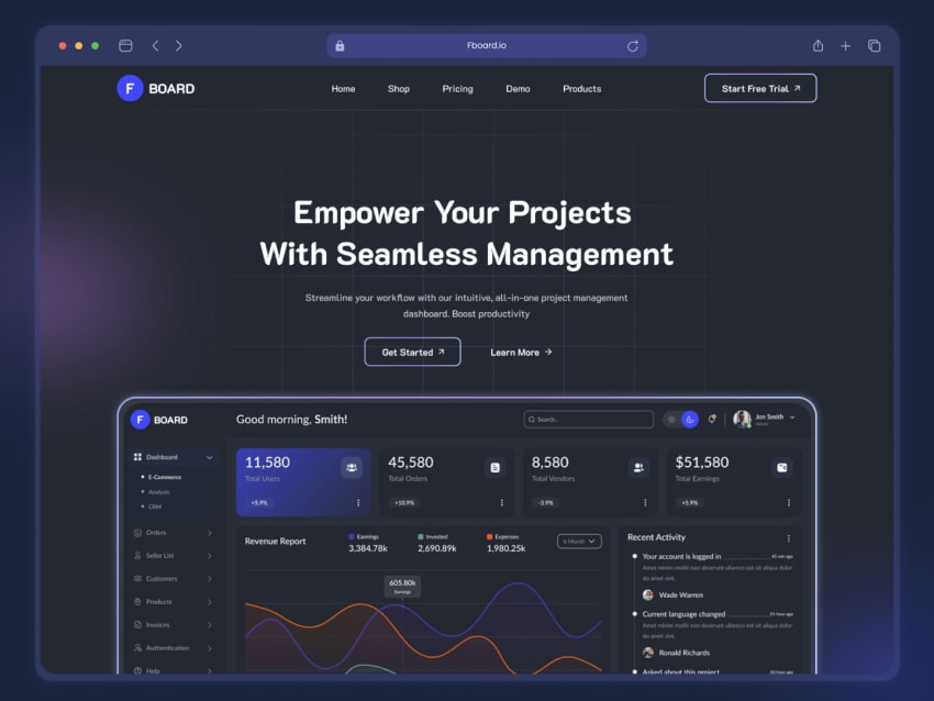 Dashboard Landing Page | Figma | UI Design by Morsalin Nur Mahim