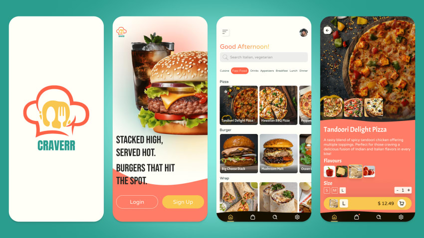 Craverr - Restaurant Menu App Design by Hamza Ahmed