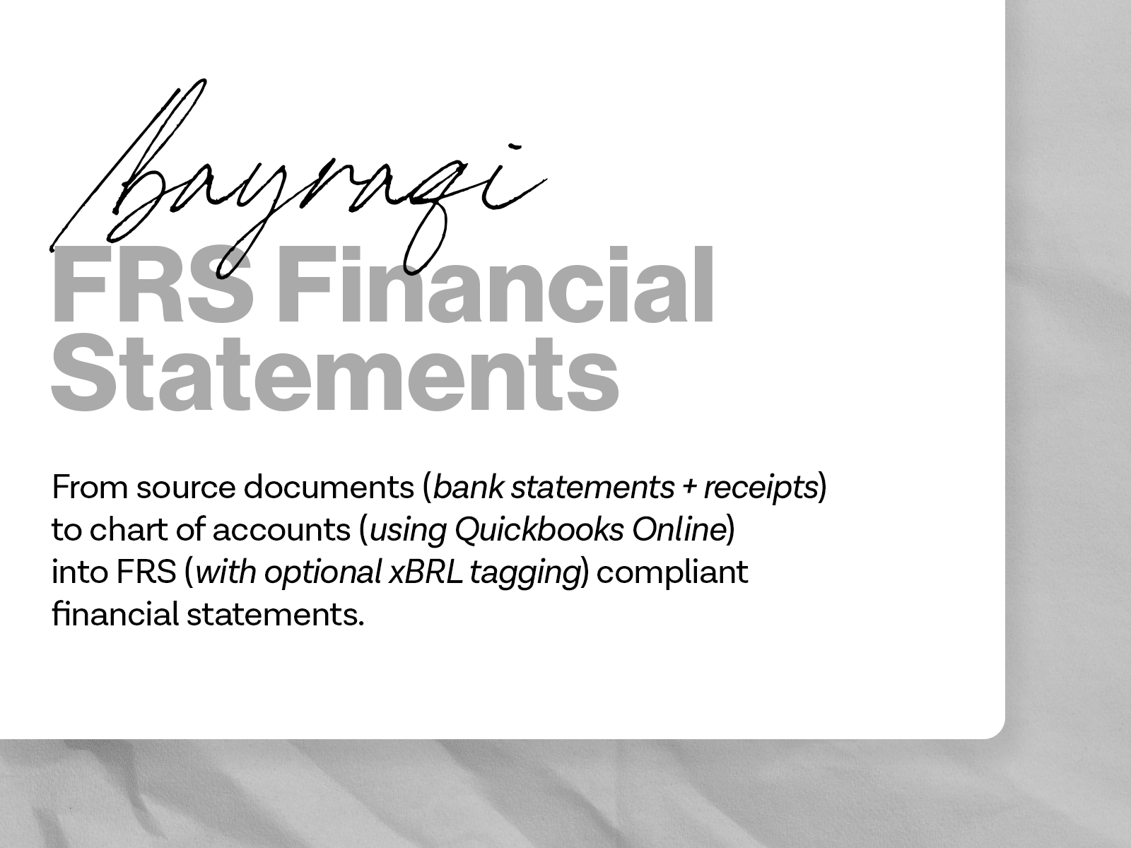 FRS Financial Statements (with optional xBRL tagging) by bayraqi