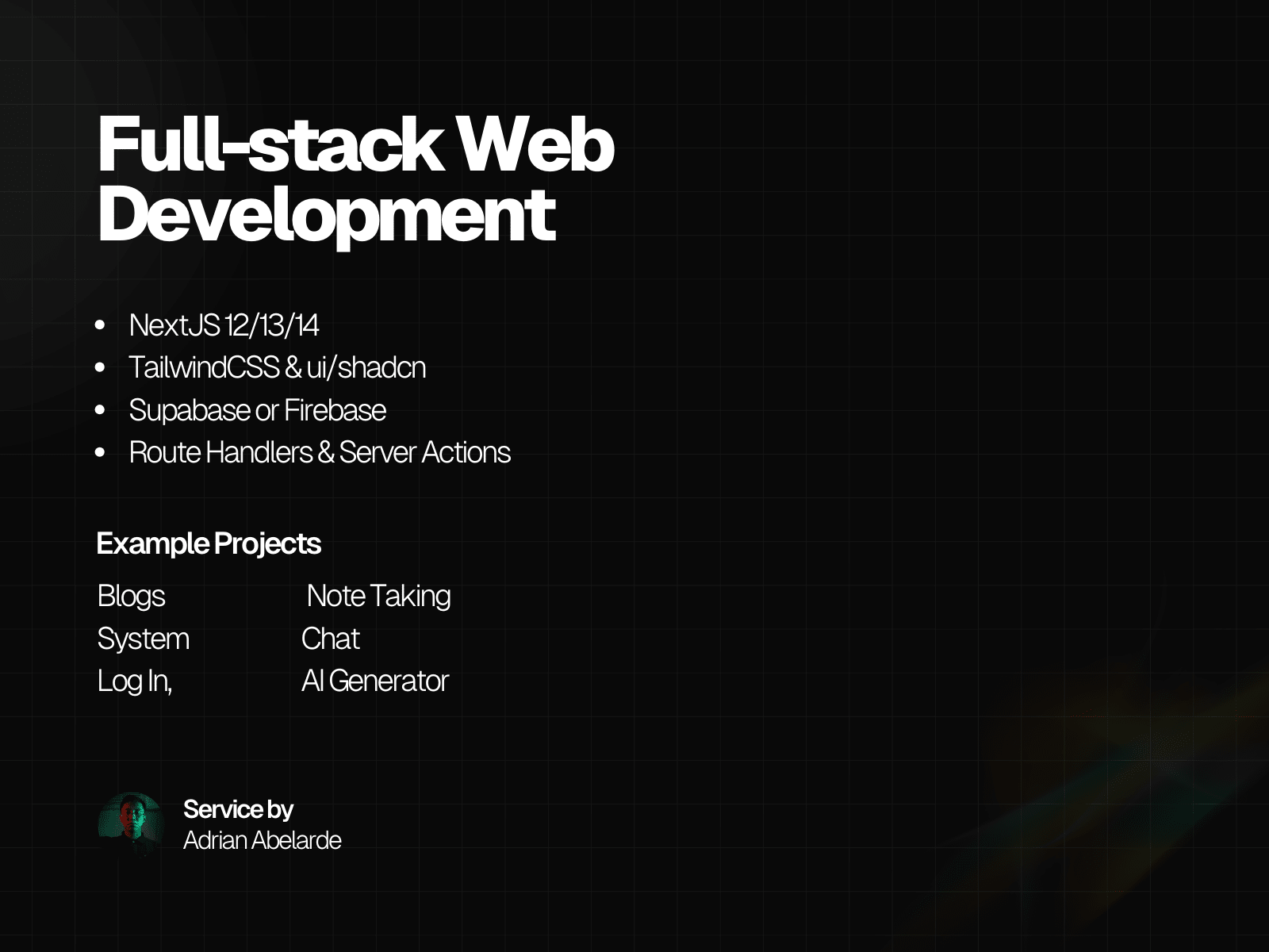 Full-stack Development (NextJS + TailwindCSS + Supabase + Figma) by Adrian Angelo Abelarde