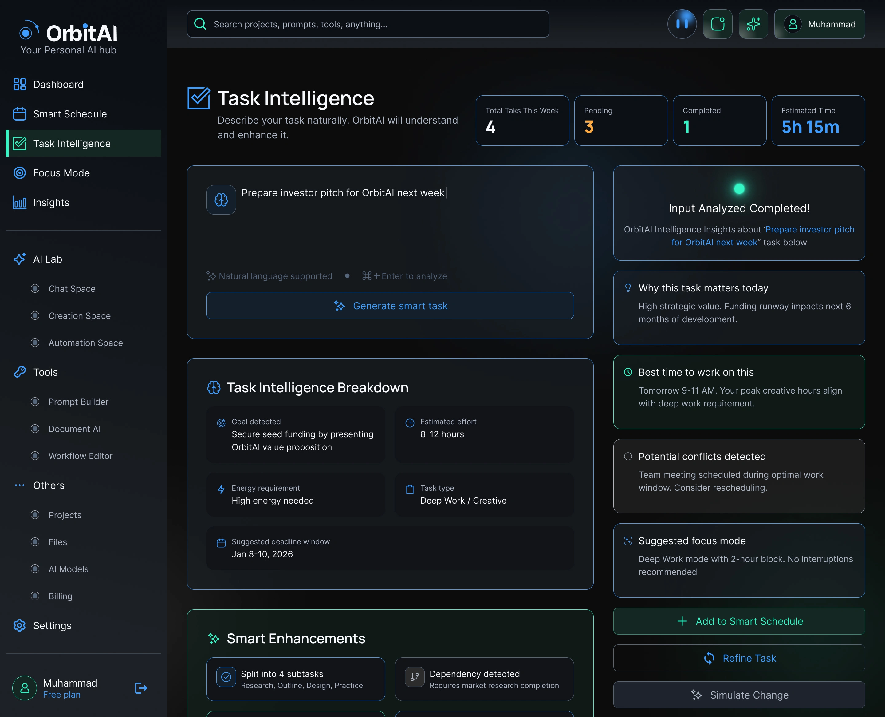 OrbitAI — Designing a Calm, Intelligent for Focus and Deep Work by ...