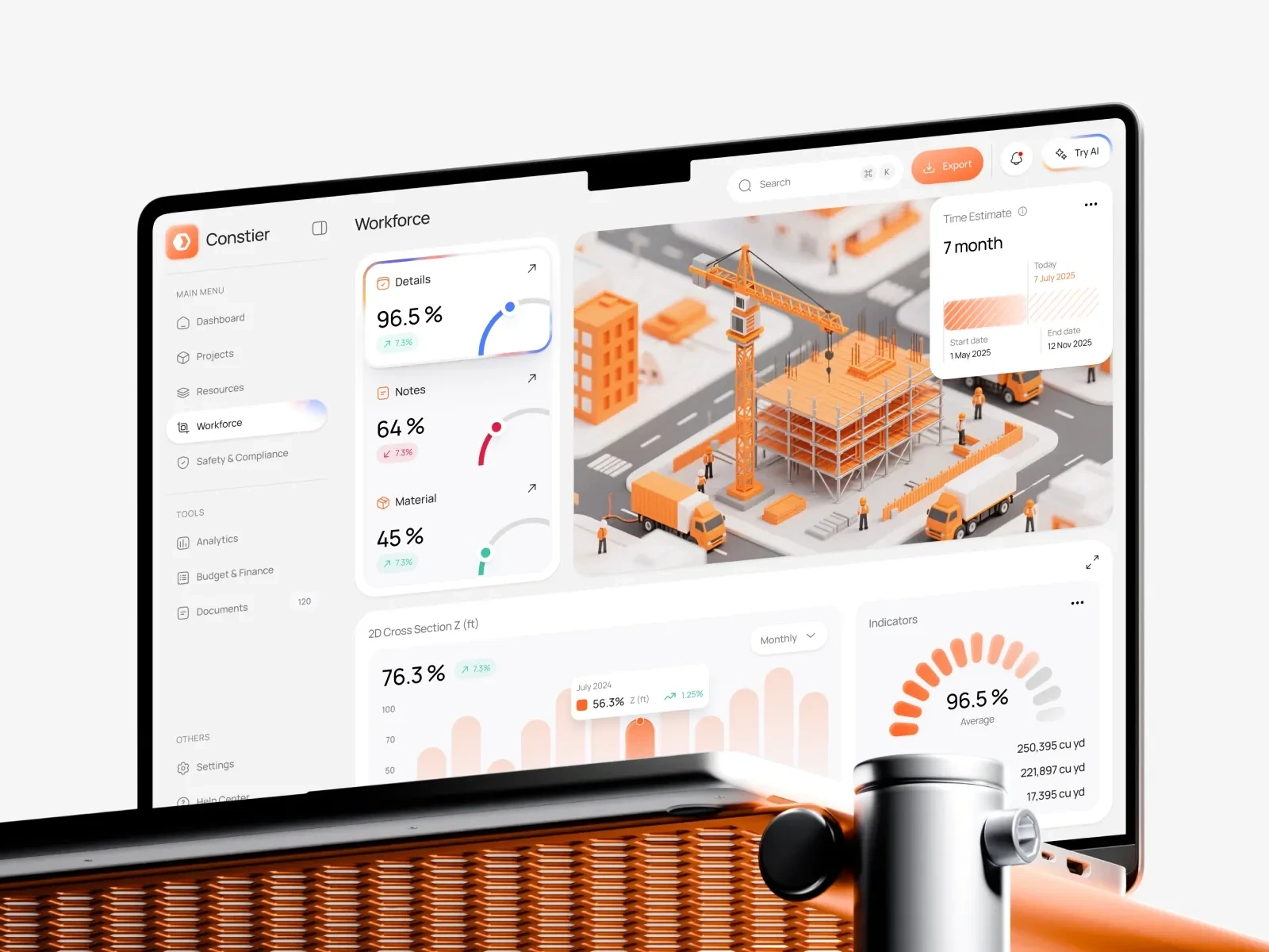 Constier – Construction Management Dashboard UI by Orenji Studio