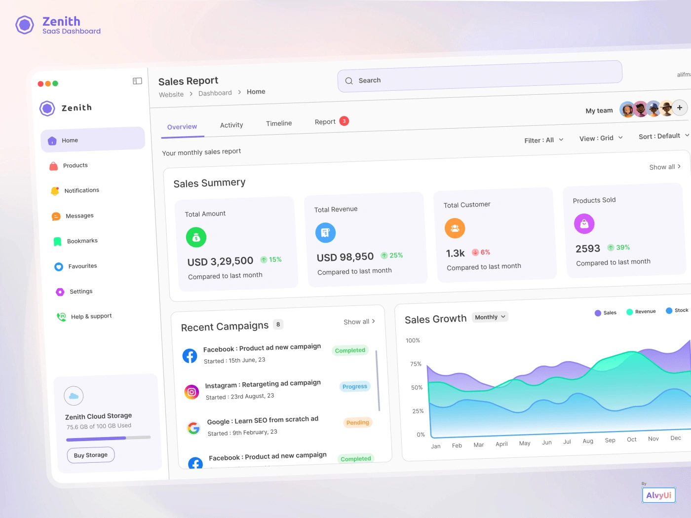 SaaS Sales Dashboard Design by Rabbani Rasha Alvy